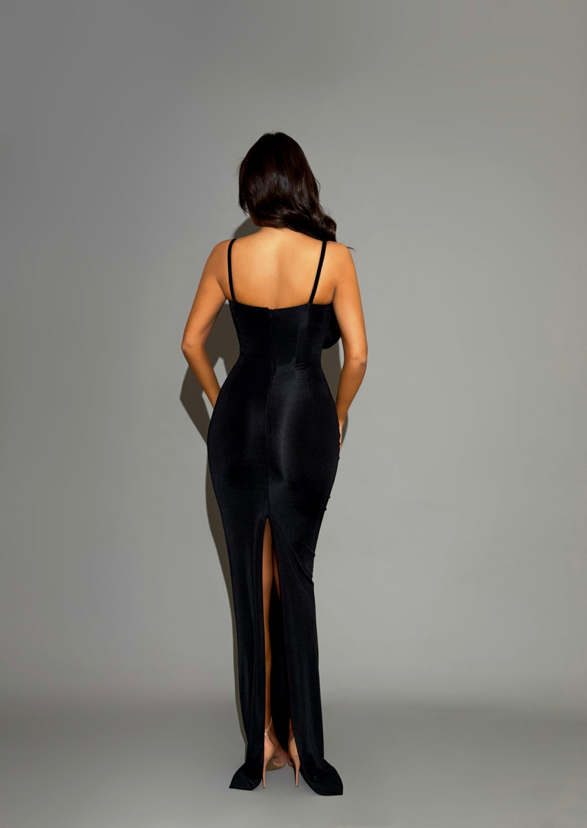 Solis - Flower embellishments dress and thin straps – Diba Celina